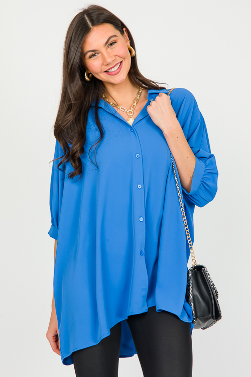 Khloe Oversize Shirt, English Blue - New Arrivals - The Blue Door Boutique