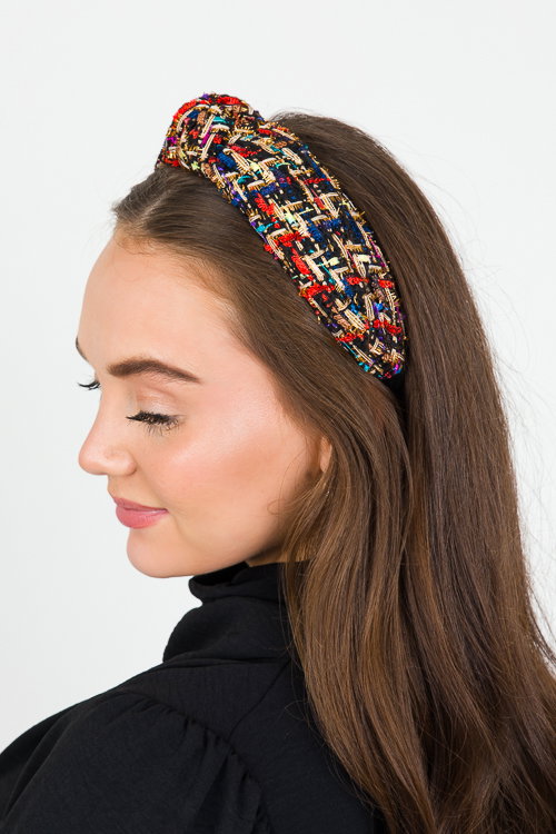 Multi Color Tweed Headband, Black - Accessories - The Blue Door Boutique