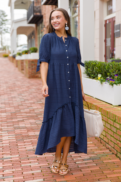 Tonal Stripe Texture Maxi, Navy - New Arrivals - The Blue Door Boutique