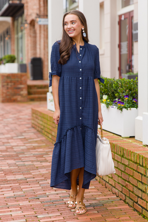 Tonal Stripe Texture Maxi, Navy - New Arrivals - The Blue Door Boutique