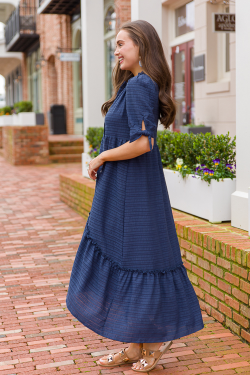 Tonal Stripe Texture Maxi, Navy - New Arrivals - The Blue Door Boutique