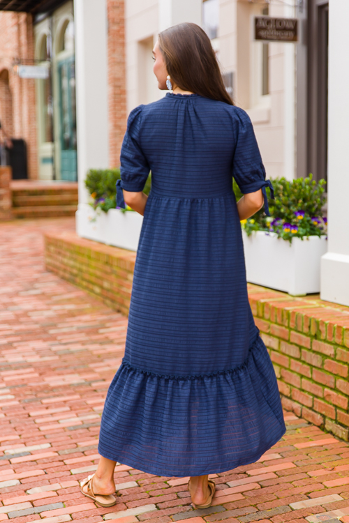 Tonal Stripe Texture Maxi, Navy - New Arrivals - The Blue Door Boutique
