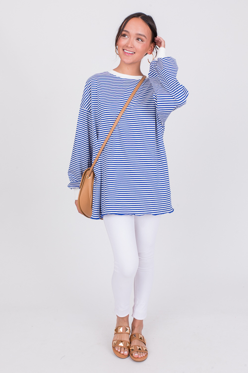 Gilbert Stripe Tee, Royal Blue - New Arrivals - The Blue Door Boutique