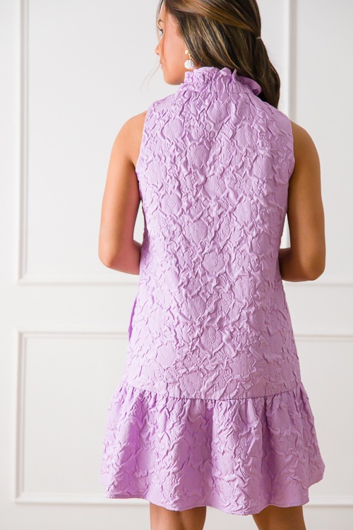 Lilac Texture Dress - New Arrivals - The Blue Door Boutique