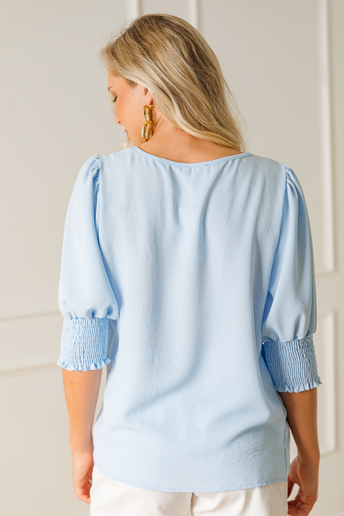 Baylor Blouse, Lt. Blue - New Arrivals - The Blue Door Boutique