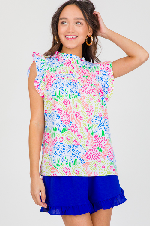 Jade Top, Leopard Lounge - Tops - The Blue Door Boutique