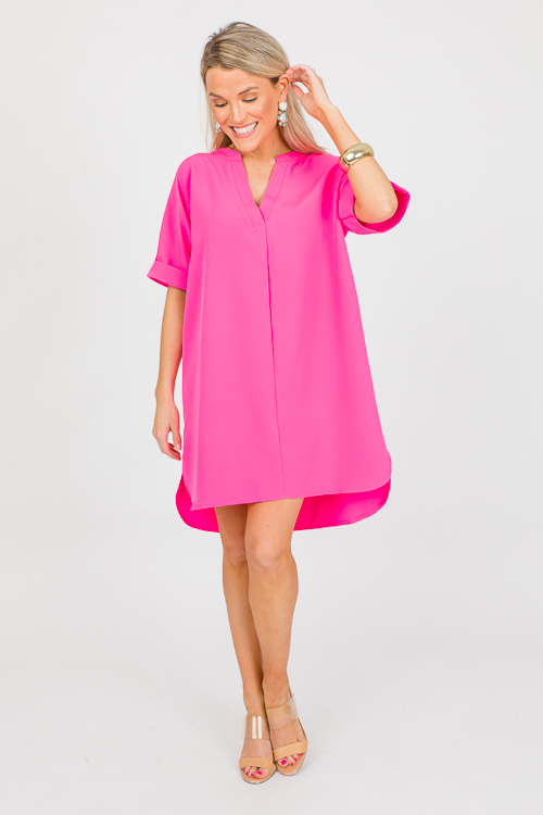 Top Notch Dress, Hot Pink - New Arrivals - The Blue Door Boutique