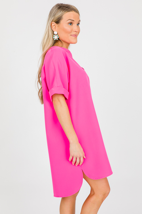 Top Notch Dress, Hot Pink - New Arrivals - The Blue Door Boutique