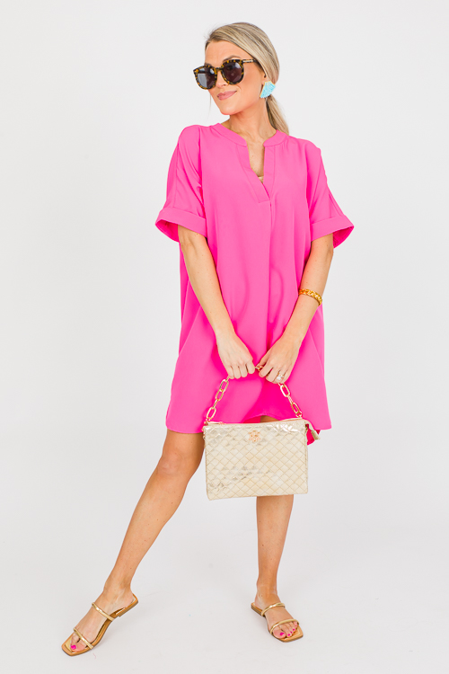 Top Notch Dress, Hot Pink - New Arrivals - The Blue Door Boutique