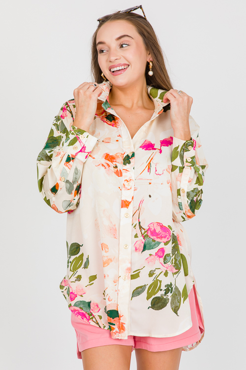 Ruthie Floral Button Down, Ecru - New Arrivals - The Blue Door Boutique Ruthie Floral Button Down, Ecru - New Arrivals - The Blue Door Boutique