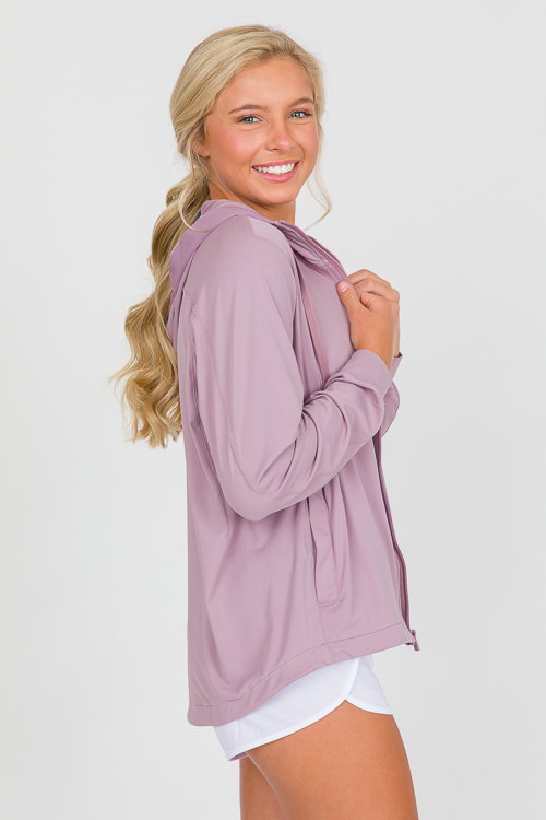 Stretchy Active Jacket, Dusty Grape - Tops - The Blue Door Boutique