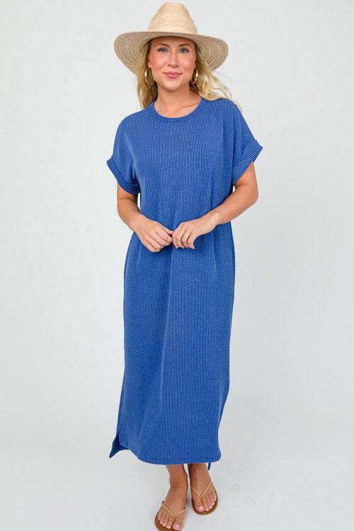 Rib Texture Midi, Indigo - New Arrivals - The Blue Door Boutique