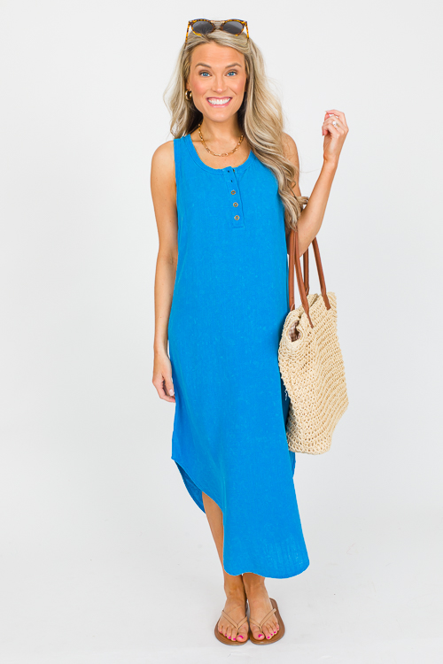 Azure Linen Midi - SALE - The Blue Door Boutique