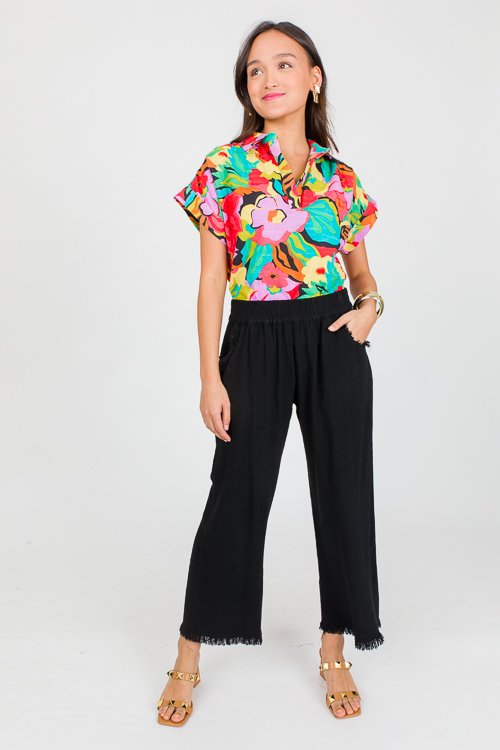 Collared Floral Top, Pink - SALE - The Blue Door Boutique
