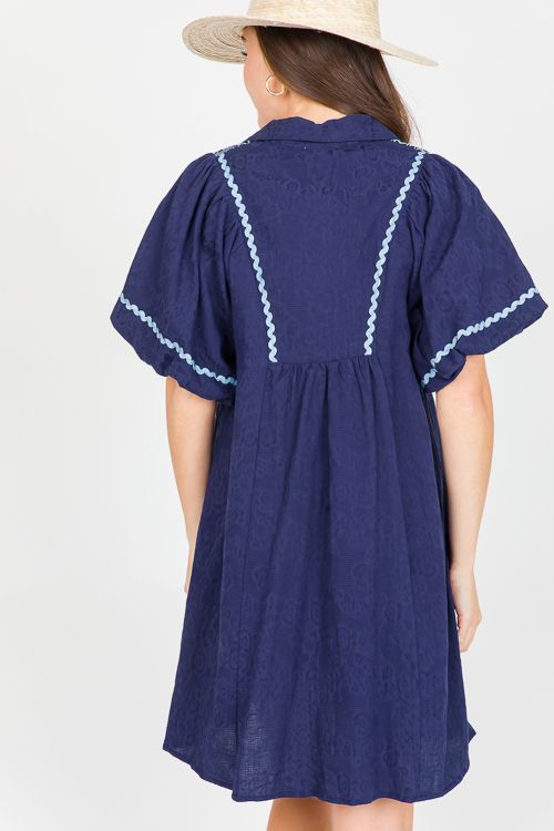 Ric Rac Texture Dress, Navy - New Arrivals - The Blue Door Boutique