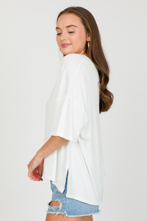 Jersey Slouchy Tee, White - New Arrivals - The Blue Door Boutique