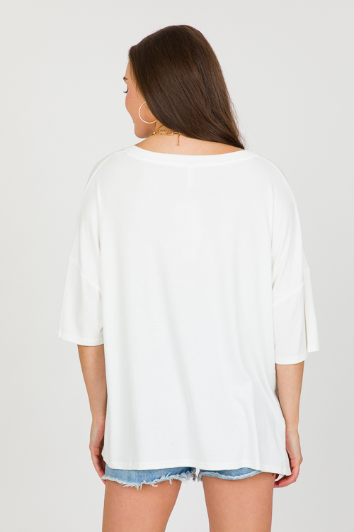 Jersey Slouchy Tee, White - New Arrivals - The Blue Door Boutique