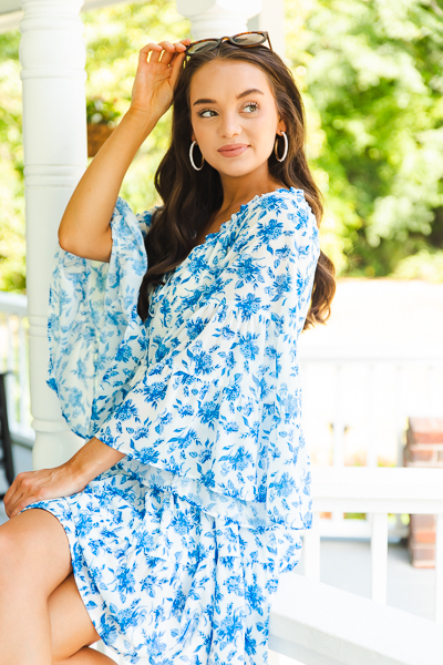 Blue Bliss Floral Dress - SALE - The Blue Door Boutique