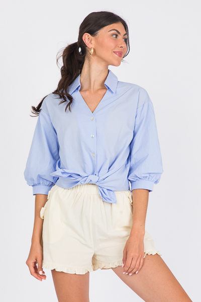 Button Front Balloon Top, Powder Blue - New Arrivals - The Blue Door ...