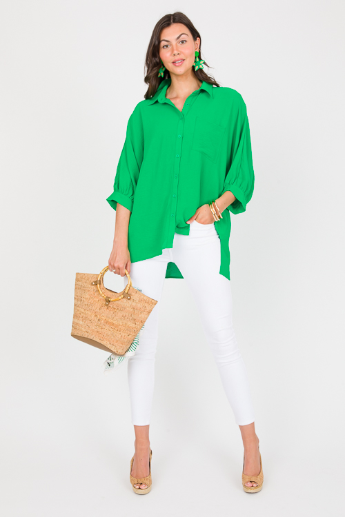 Courtney Tunic Shirt, Kelly Green - New Arrivals - The Blue Door Boutique