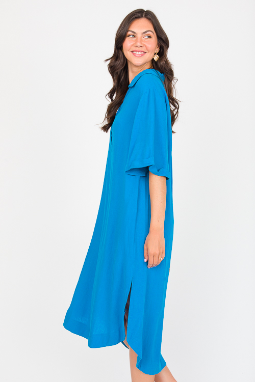 Oversize Linen Midi, Azure - SALE - The Blue Door Boutique