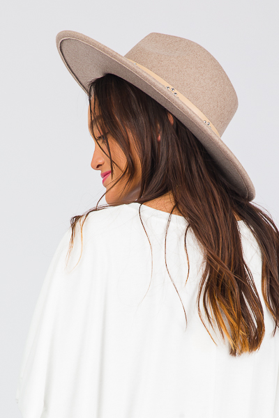 Studded Fedora, Grey - Accessories - The Blue Door Boutique