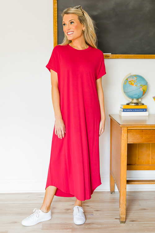 Simple Knit Midi, Red - New Arrivals - The Blue Door Boutique