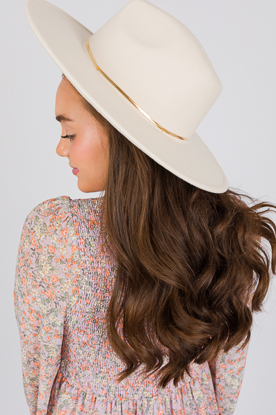 Felt Fedora Chain Hat, Ivory - Accessories - The Blue Door Boutique