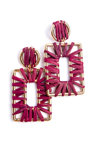 Raffia Wrapped Rectangle, Burgundy - Accessories - The Blue Door Boutique