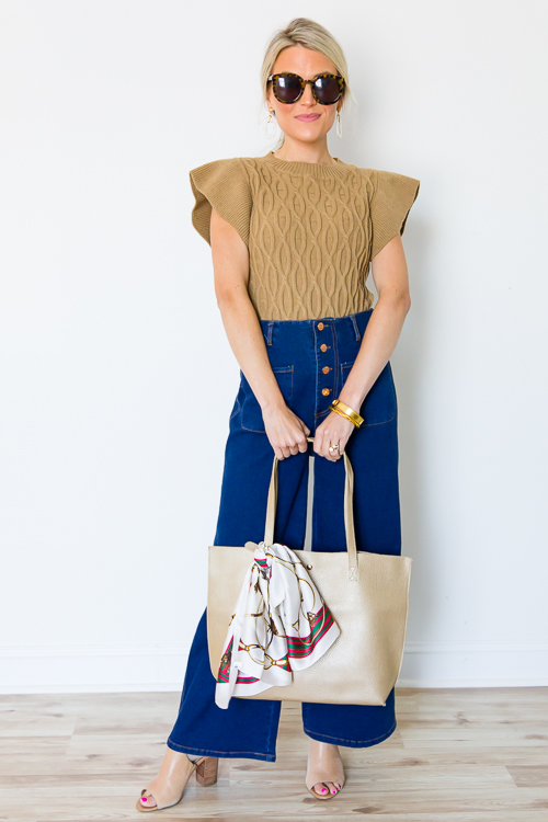 Flutter Sleeve Sweater, Mocha - New Arrivals - The Blue Door Boutique