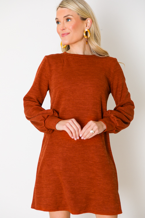 Candace Knit Dress, Rust - SALE - The Blue Door Boutique