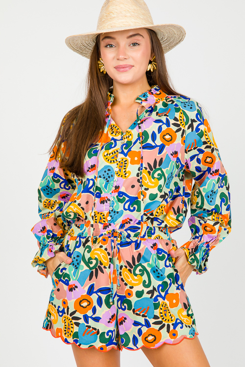 Floral Garden Button Top - SALE - The Blue Door Boutique