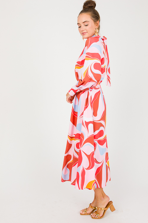 Mod Moment Belted Maxi, Pink - SALE - The Blue Door Boutique