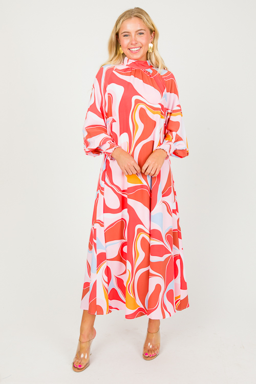 Mod Moment Belted Maxi, Pink - SALE - The Blue Door Boutique