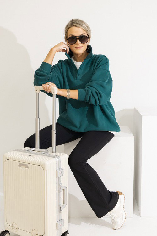 On The Move Top, Deep Green - Tops - The Blue Door Boutique