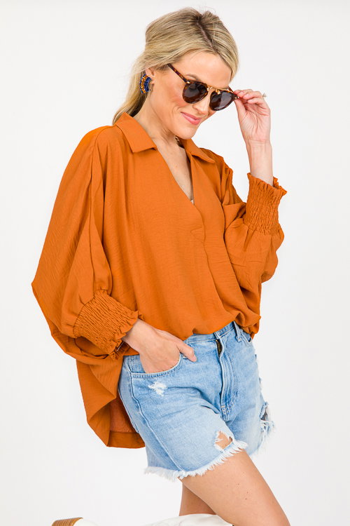Kaleigh Oversize Blouse, Walnut - New Arrivals - The Blue Door Boutique