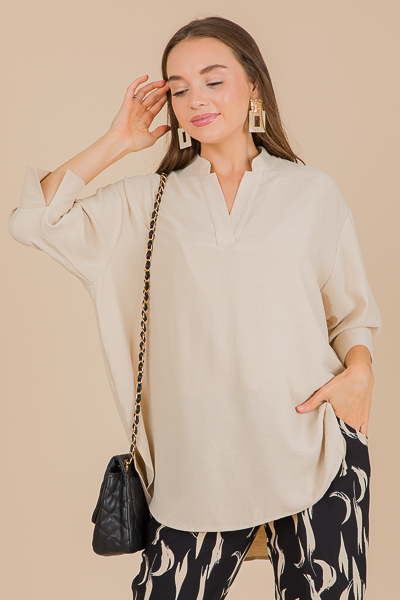 Tonal Texture Tunic, Natural - New Arrivals - The Blue Door Boutique