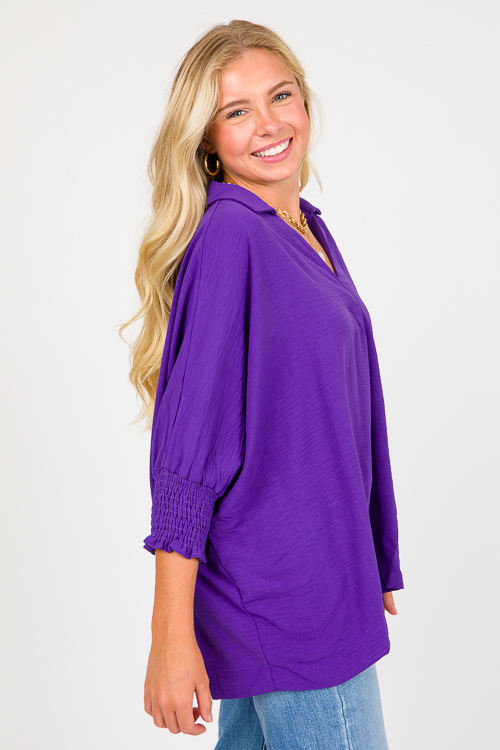 Kaleigh Oversize Blouse, Eggplant - New Arrivals - The Blue Door Boutique
