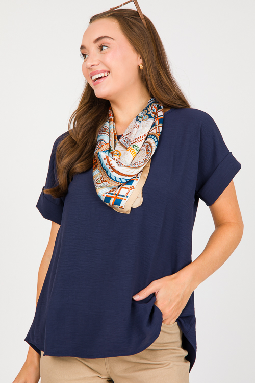 Brittany Basic Blouse, Navy - New Arrivals - The Blue Door Boutique