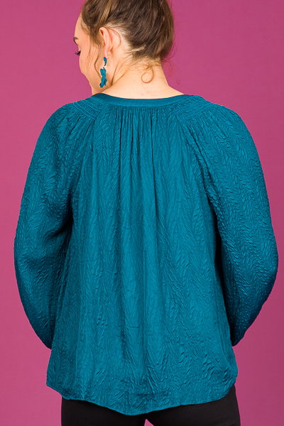 Crinkle Texture Blouse, Deep Blue - New Arrivals - The Blue Door Boutique