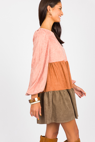 Suede Colorblock Dress, Mauve - New Arrivals - The Blue Door Boutique