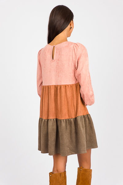 Suede Colorblock Dress, Mauve - New Arrivals - The Blue Door Boutique
