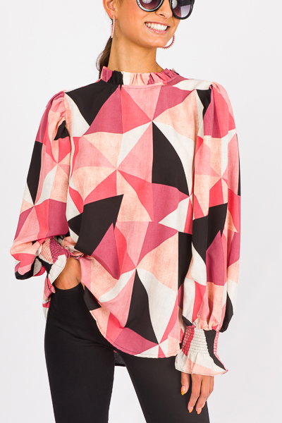 Go Geo Blouse, Mauve - Sale - The Blue Door Boutique