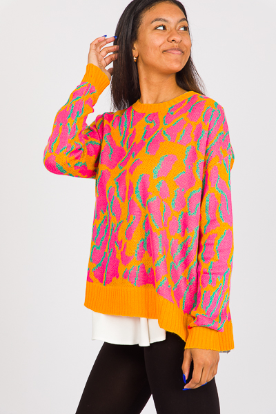Electric Leopard Sweater, Sunray - New Arrivals - The Blue Door Boutique