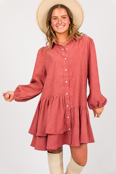 Corded Ruffle Layer Dress, Terracotta - New Arrivals - The Blue Door ...