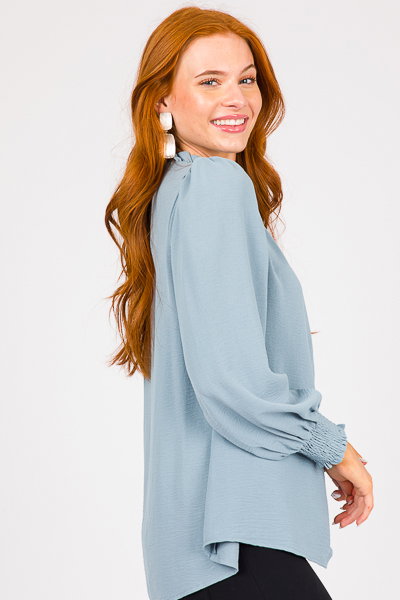 Anna Blouse, Blue Grey - Tops - The Blue Door Boutique
