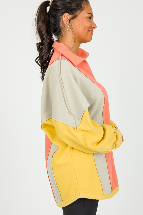 Colorblock Collar Pullover, Sunrise - SALE - The Blue Door Boutique