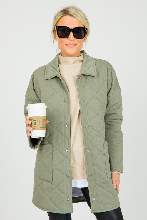 Quilted Diamonds Jacket, Olive - New Arrivals - The Blue Door Boutique