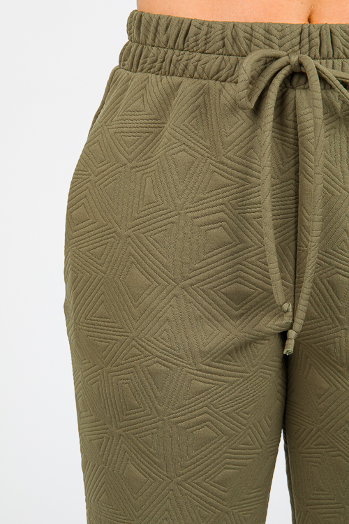 Textured Pants Set, Olive - SALE - The Blue Door Boutique