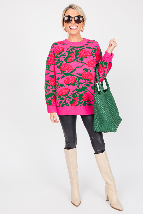 Rose Sweater, Fuchsia - SALE - The Blue Door Boutique